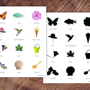 Summer Picture Matching Cards, Silhouette Matching, Toddler Preschool ...