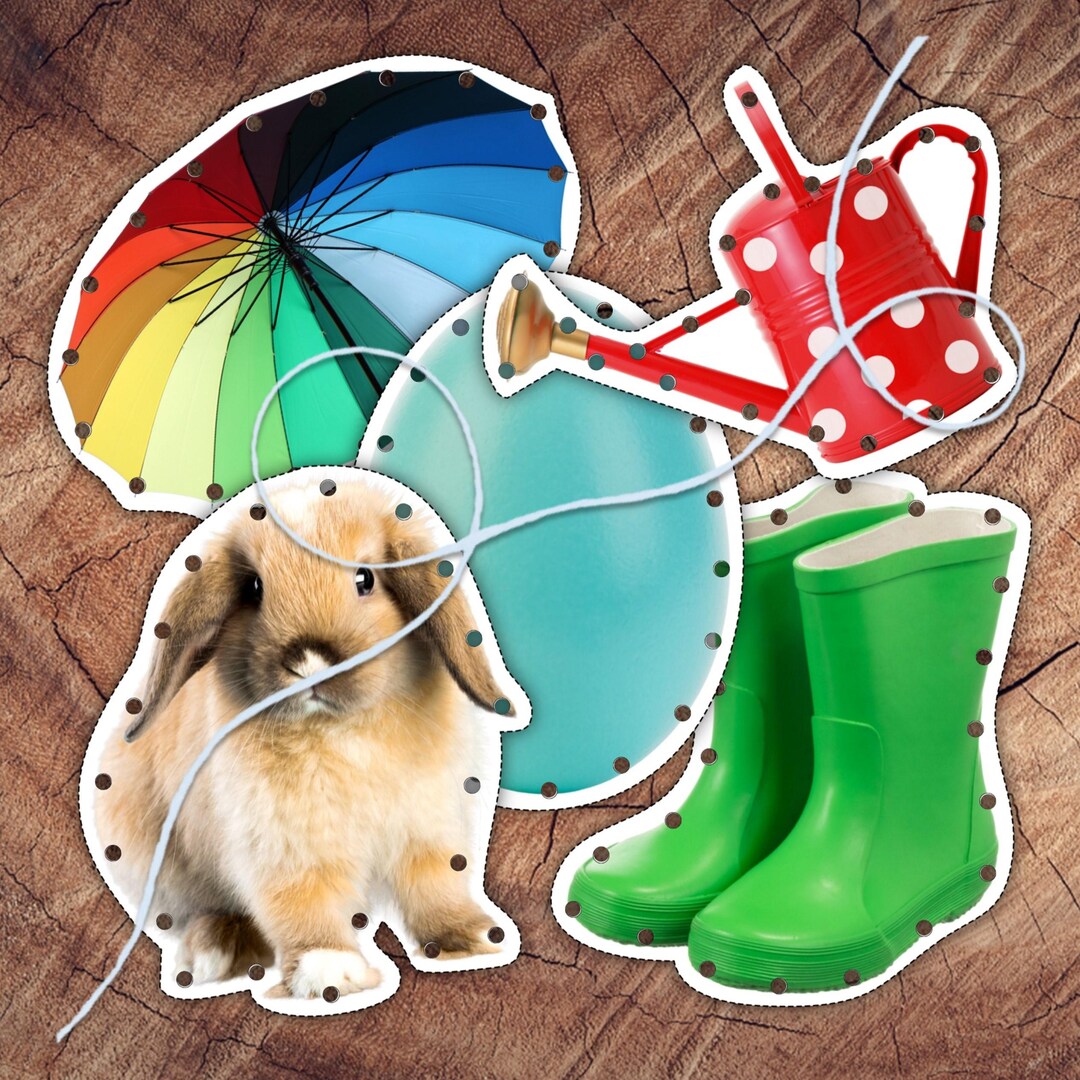 Large Format Spring Lacing Cards, Toddler, Preschool Fine Motor - Etsy