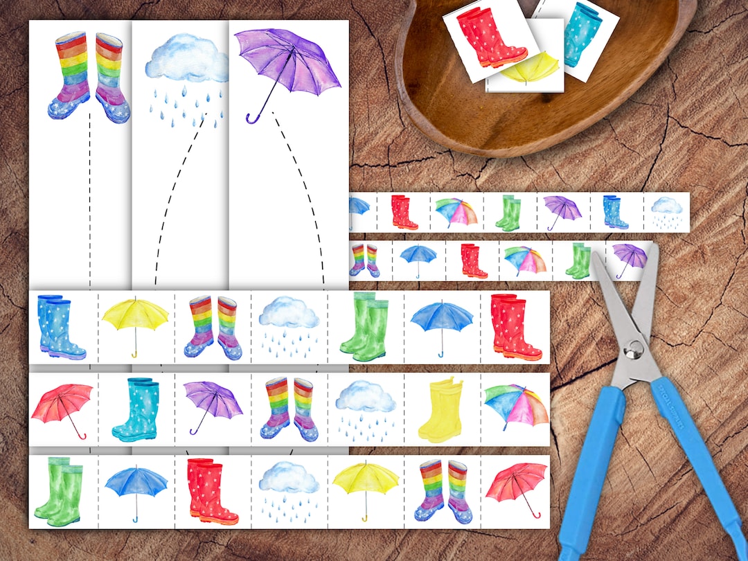 Rainy Day Scissor Strips Set, Preschool Scissor Practice - Etsy