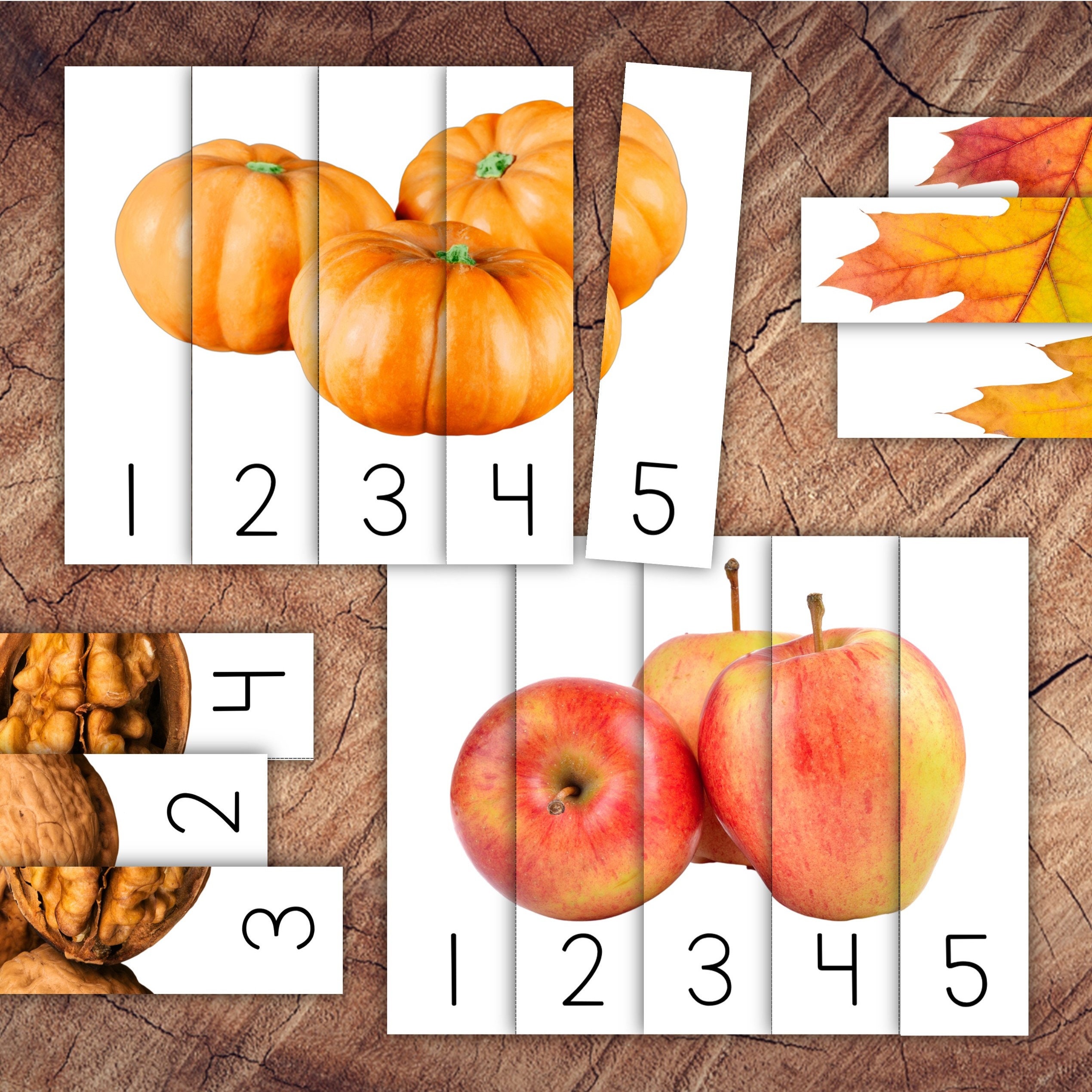 Autumn Number Puzzles 1-5, Toddler Preschool Activity - Etsy