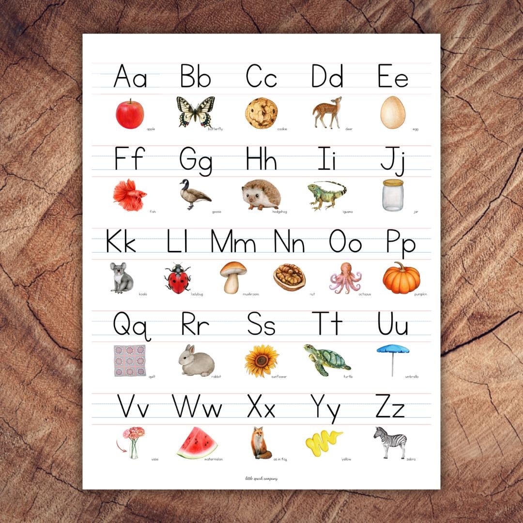 Alphabet Poster Set, Lined, 3 Size Options - Etsy