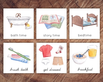 Editable Square Daily Routine Activity Cards With Charts I - Etsy