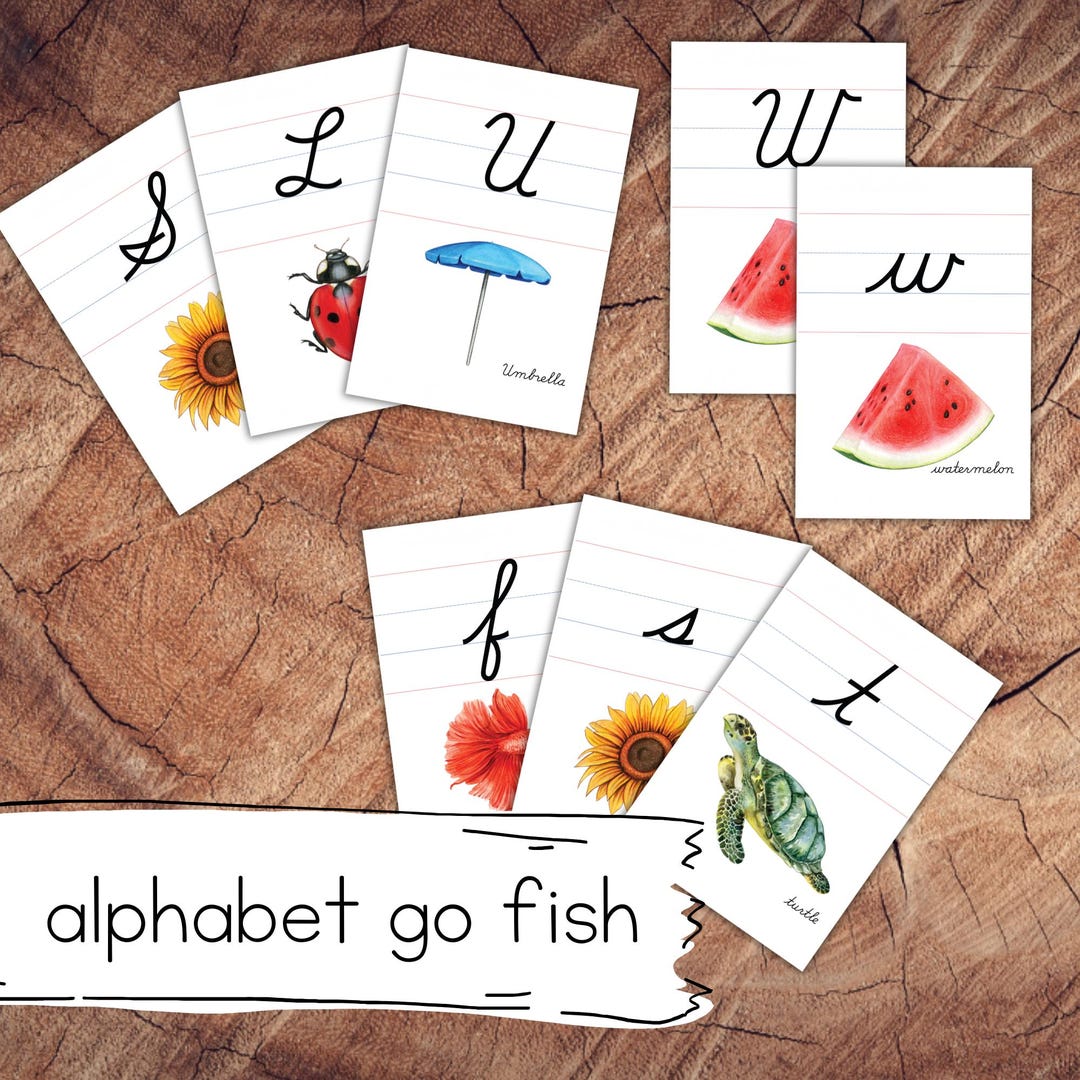 Cursive Alphabet Playing Cards, Go Fish Game - Etsy