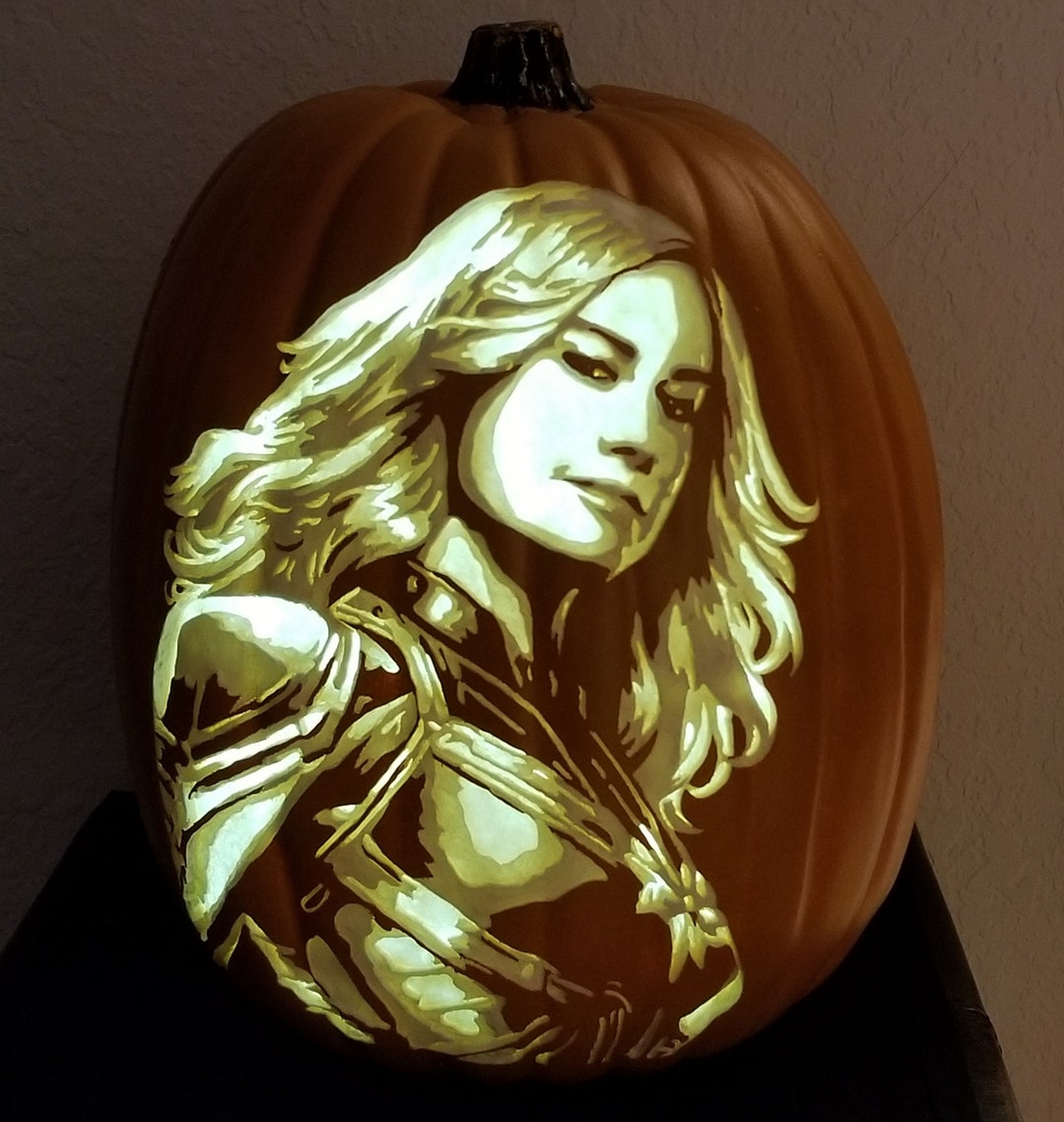 Captain Marvel - 13 Inch Custom Hand-carved Artificial Pumpkin. - Etsy