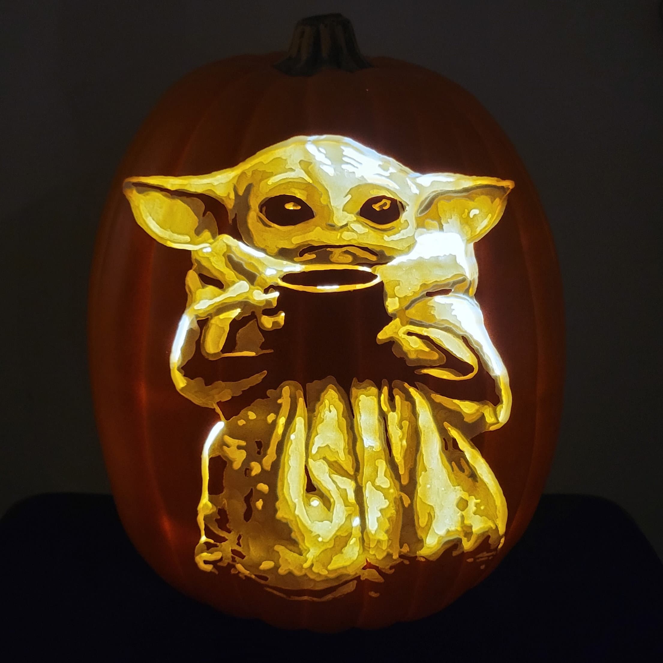 Grogu With Soup 13 Inch Custom Hand-carved Artificial - Etsy