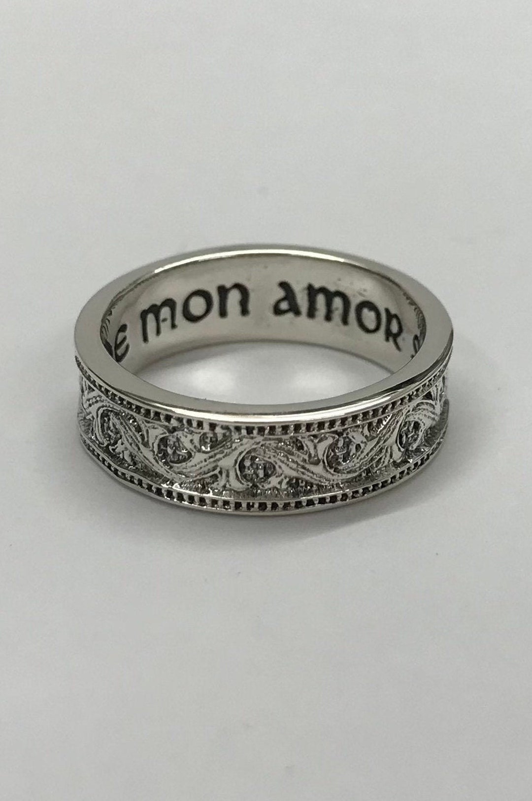 Sterling Silver 925, Poesy Ring, Acanthus Leaf Ring, Poesy Band ...