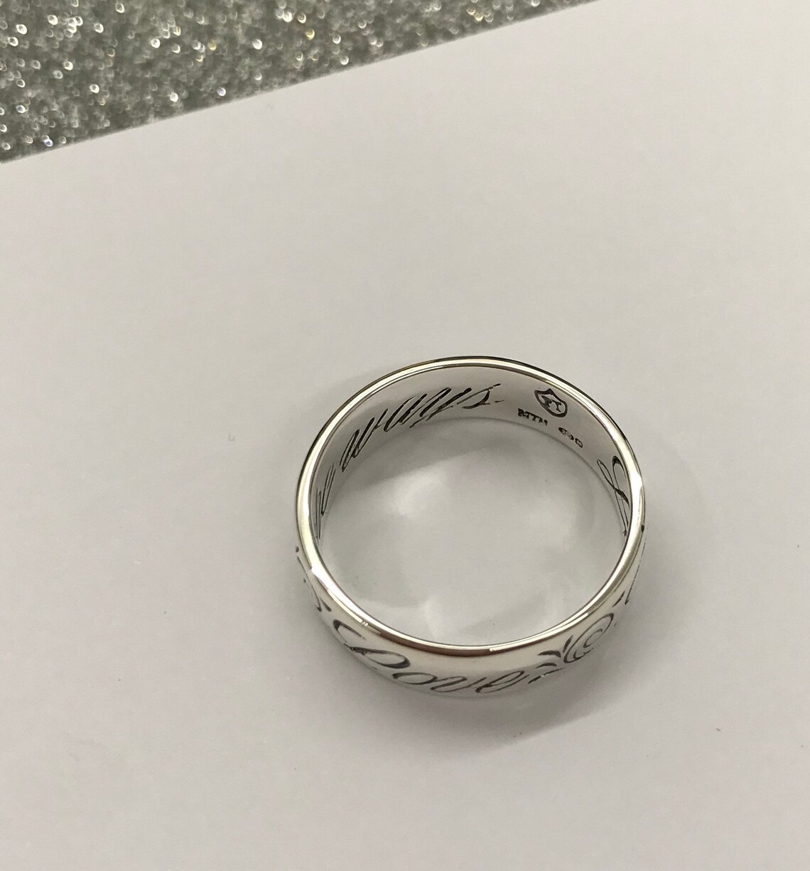 Sterling silver 925 Poesy ring silver wedding band silver | Etsy