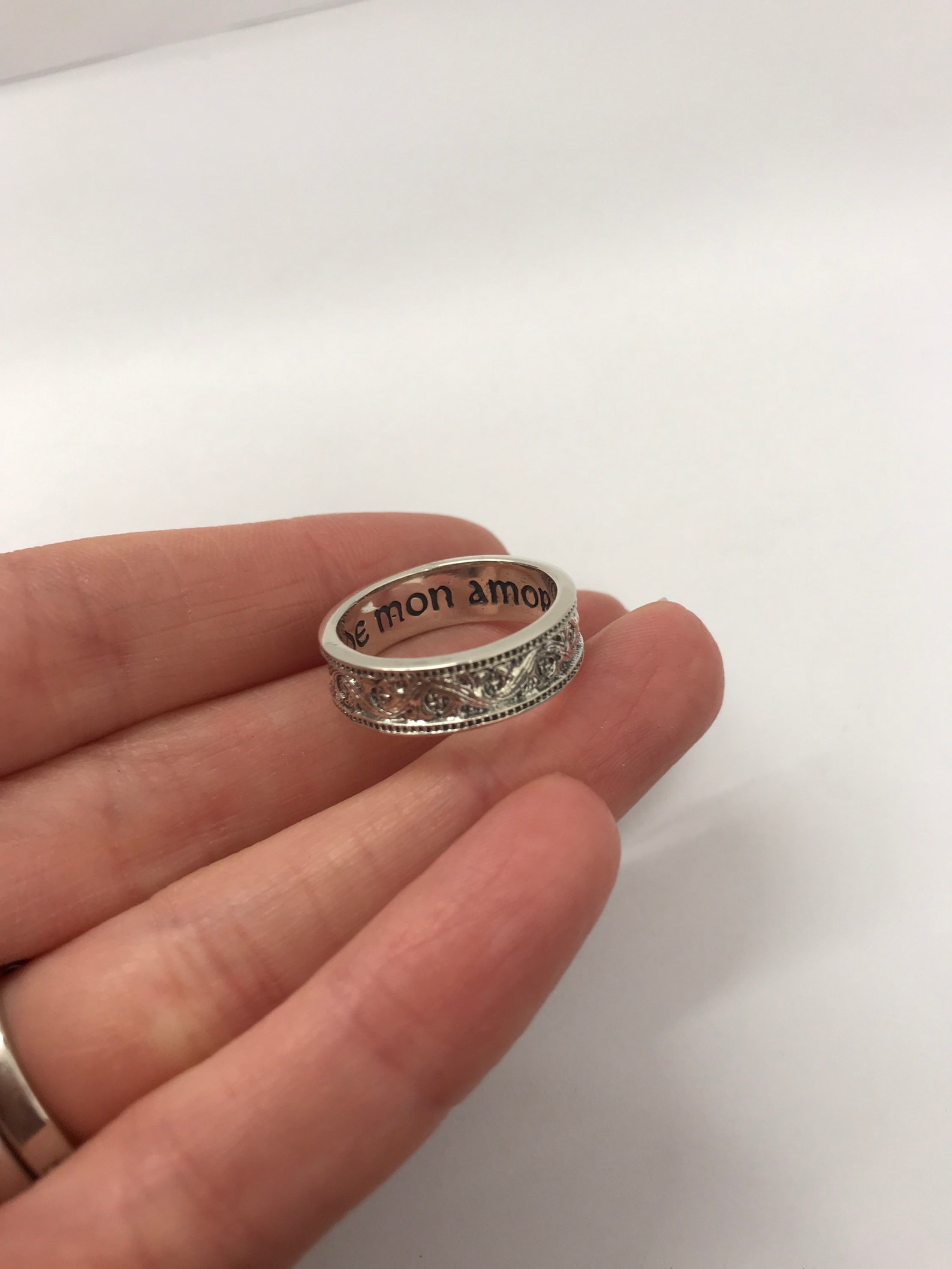 Sterling Silver 925 Poesy Ring Acanthus Leaf Ring Poesy | Etsy