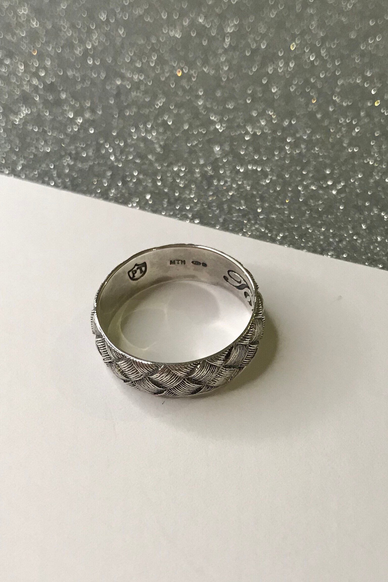 Sterling silver 925 Poesy ring wedding ring pattern woven | Etsy