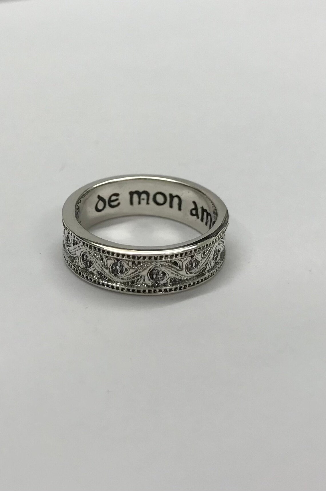 Sterling Silver 925 Poesy Ring Acanthus Leaf Ring Poesy | Etsy