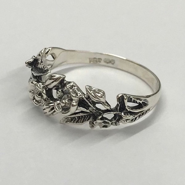 Floral Silver Ring - Etsy
