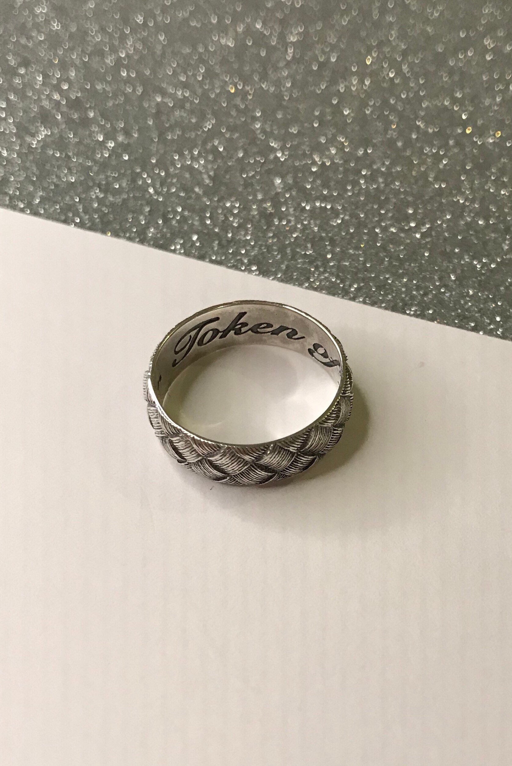 Sterling silver 925 Poesy ring wedding ring pattern woven | Etsy