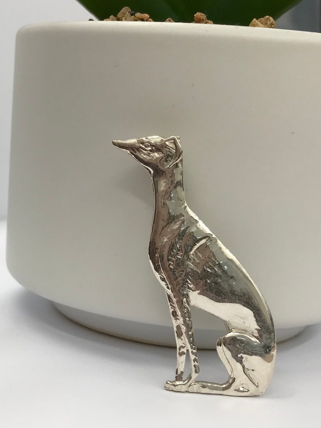 Sterling Silver Greyhound Brooch: Handmade Dog Pin Badge - Etsy