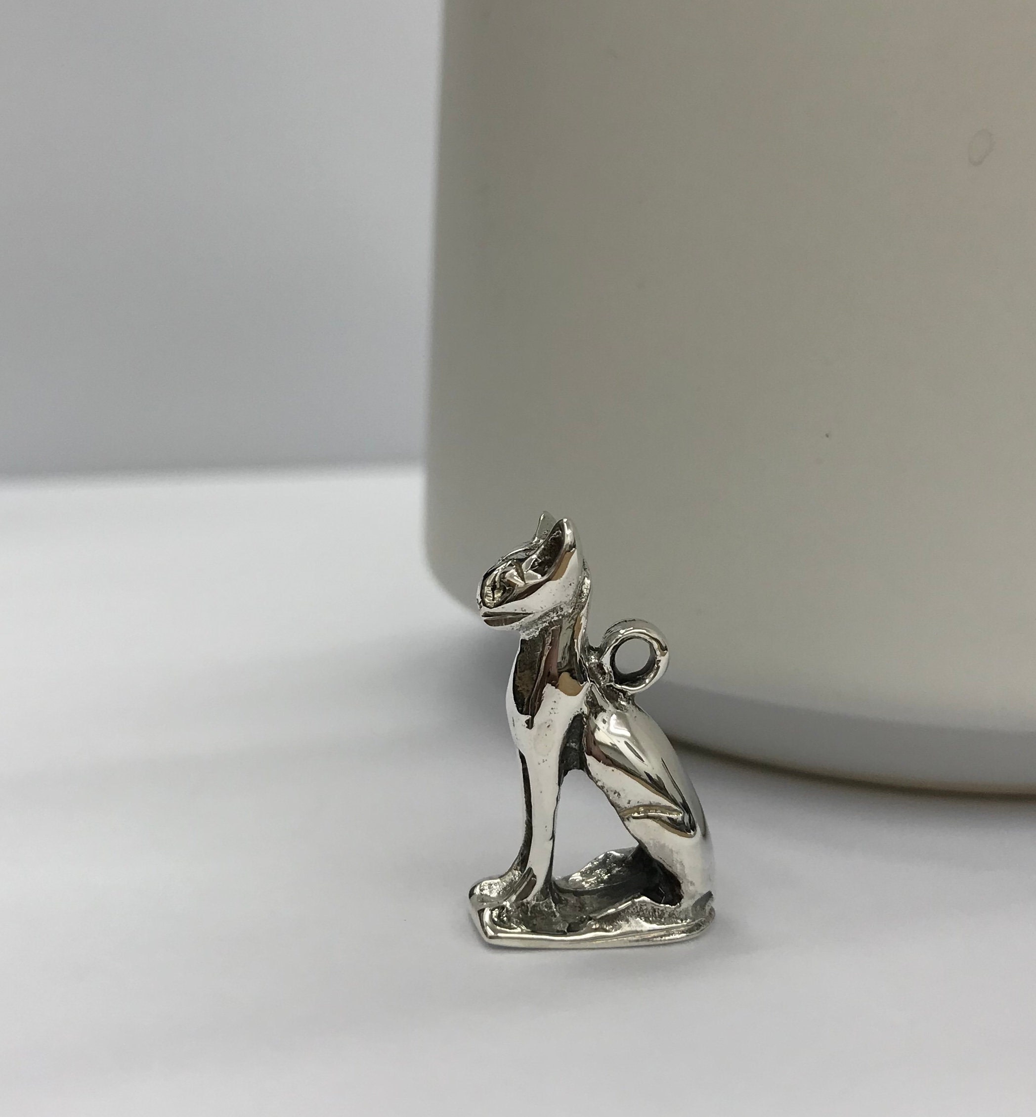 Sterling silver 925 silver cat pendant Siamese cat pendant | Etsy