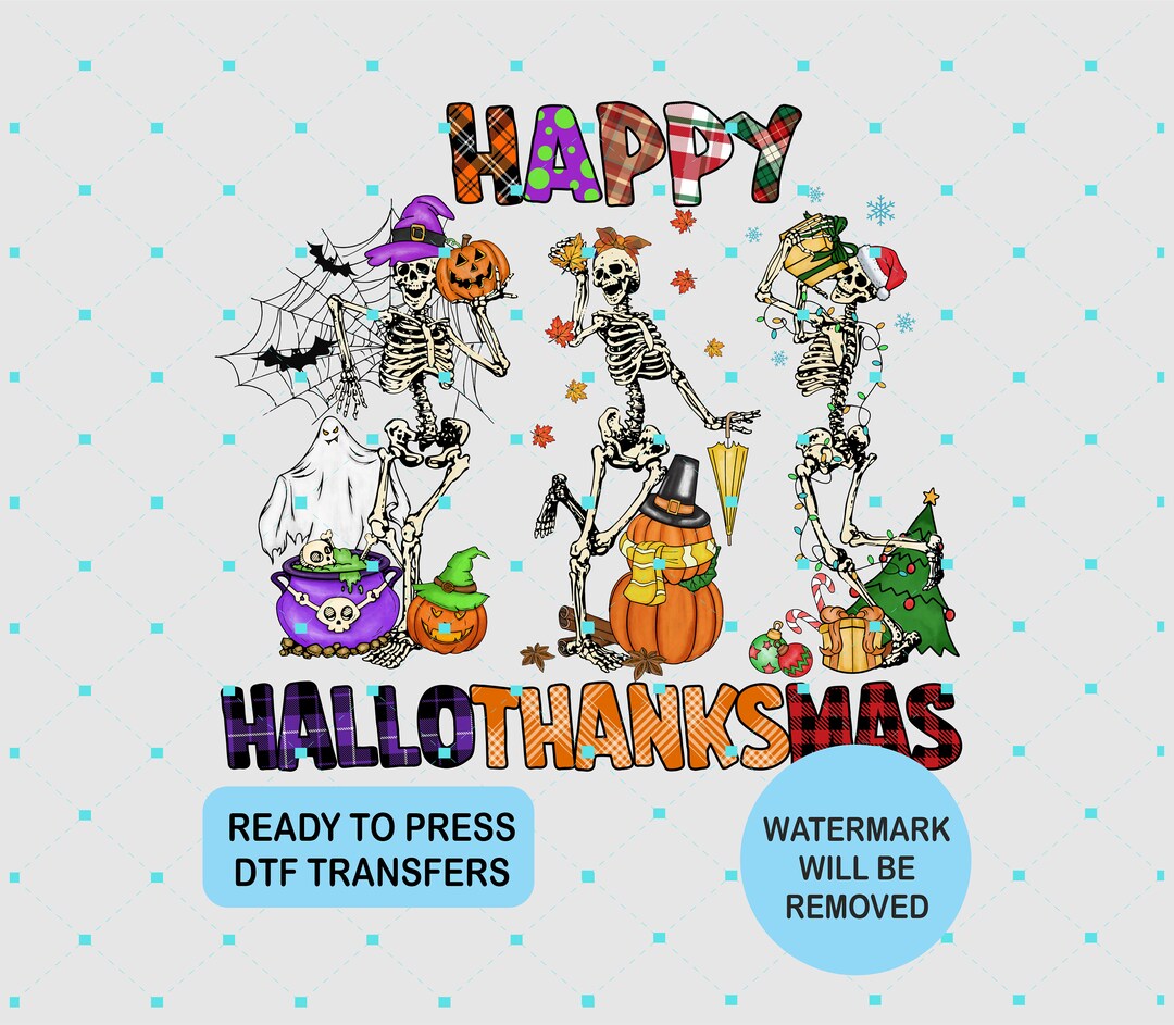 Hallo Thanksmas DTF Ready to Press Transfers Happy Hallothanksmas ...