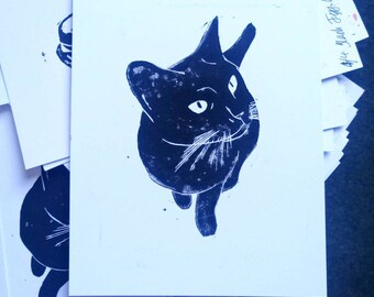 Cat Lino Print | Etsy UK