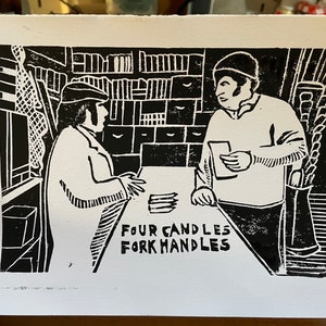 The Two Ronnies Fork Handles / Four Candles Sketch Lino Print - Etsy UK