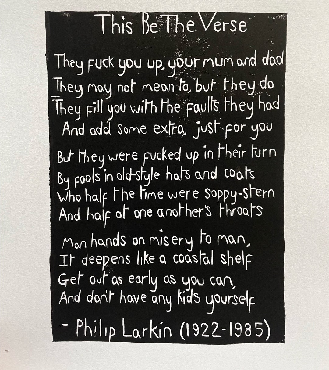 Philip Larkin's This Be the Verse Poem - Etsy