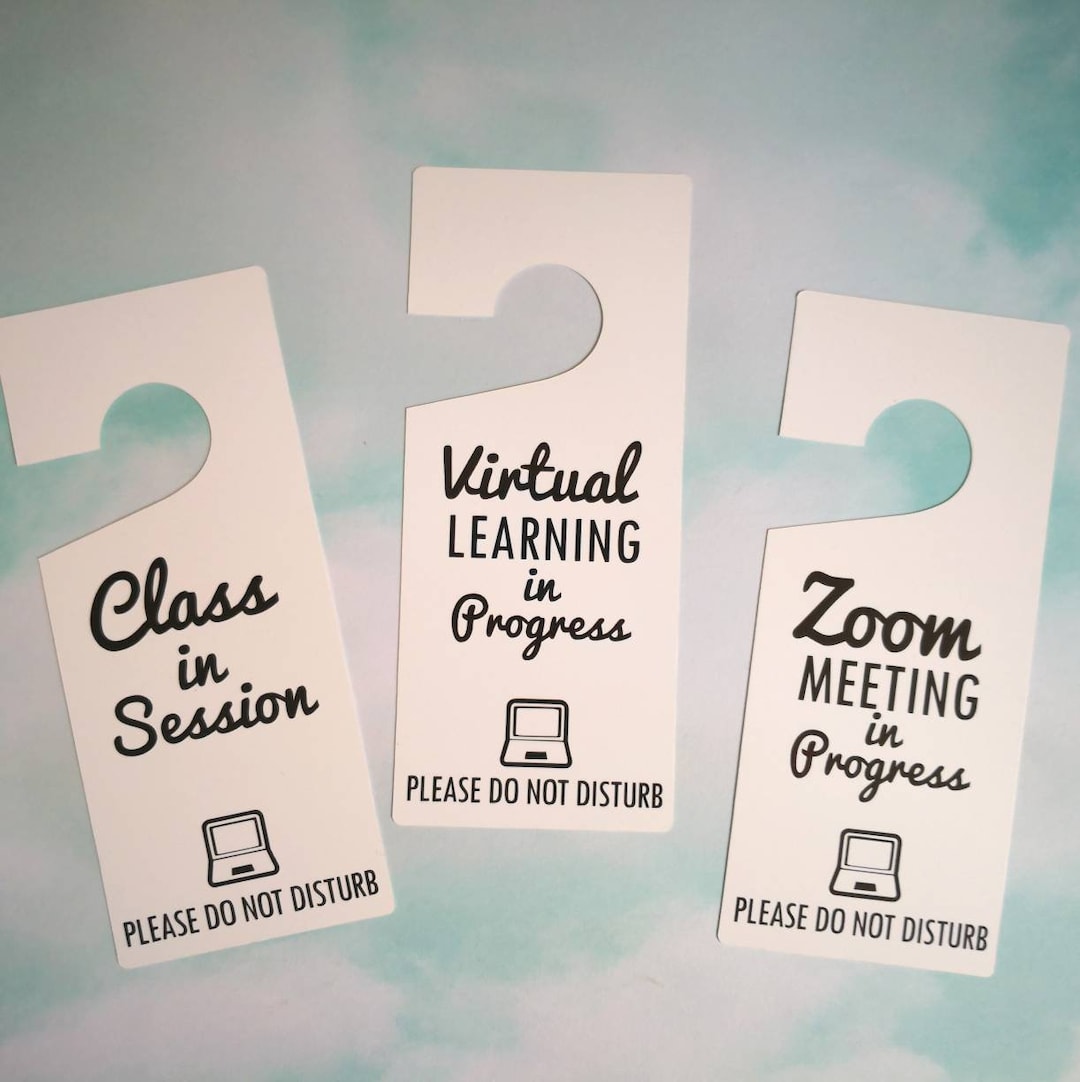 Personalized Door Knob Hanger - Zoom in Progress Door Sign - Virtual ...