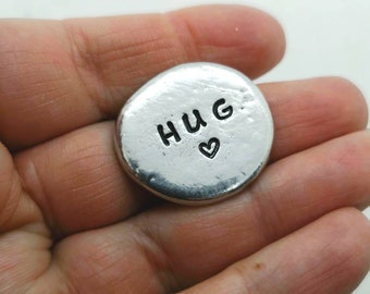 Pocket Hug Token - Pewter Personalized Coin / I Love You Reminder Stone ...