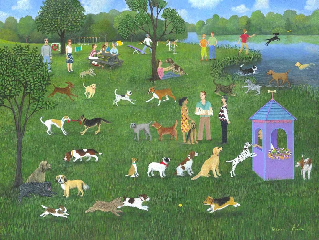 Large- the Dog Park- Giclée Fine Art Print - Etsy