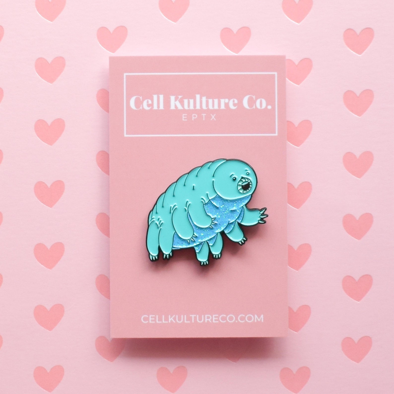 Tardigrade, 1.5" Soft Enamel Science Pin, Blue Glitter, Microscopic ...