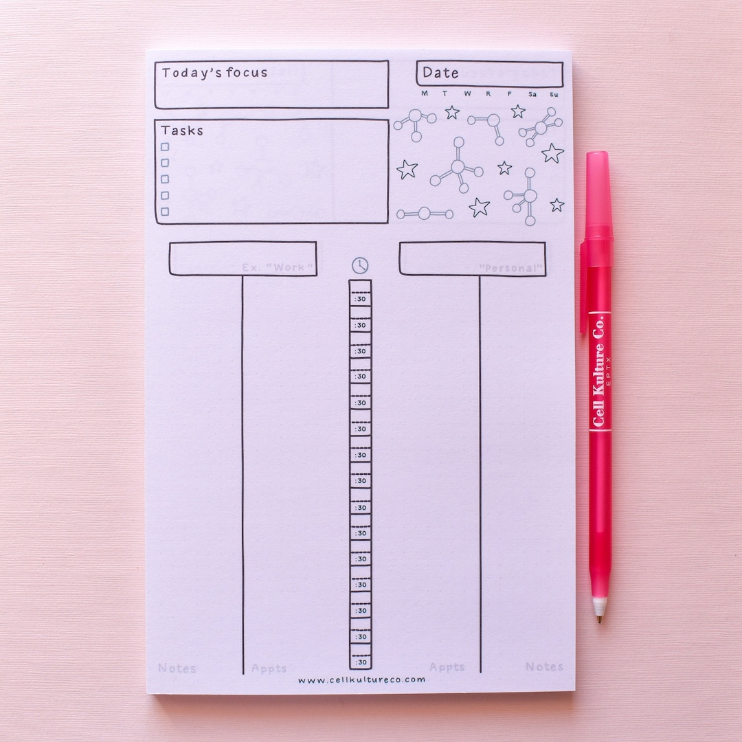 Daily Planner Pad, Molecule Notepad, Experiment Planner, Science ...