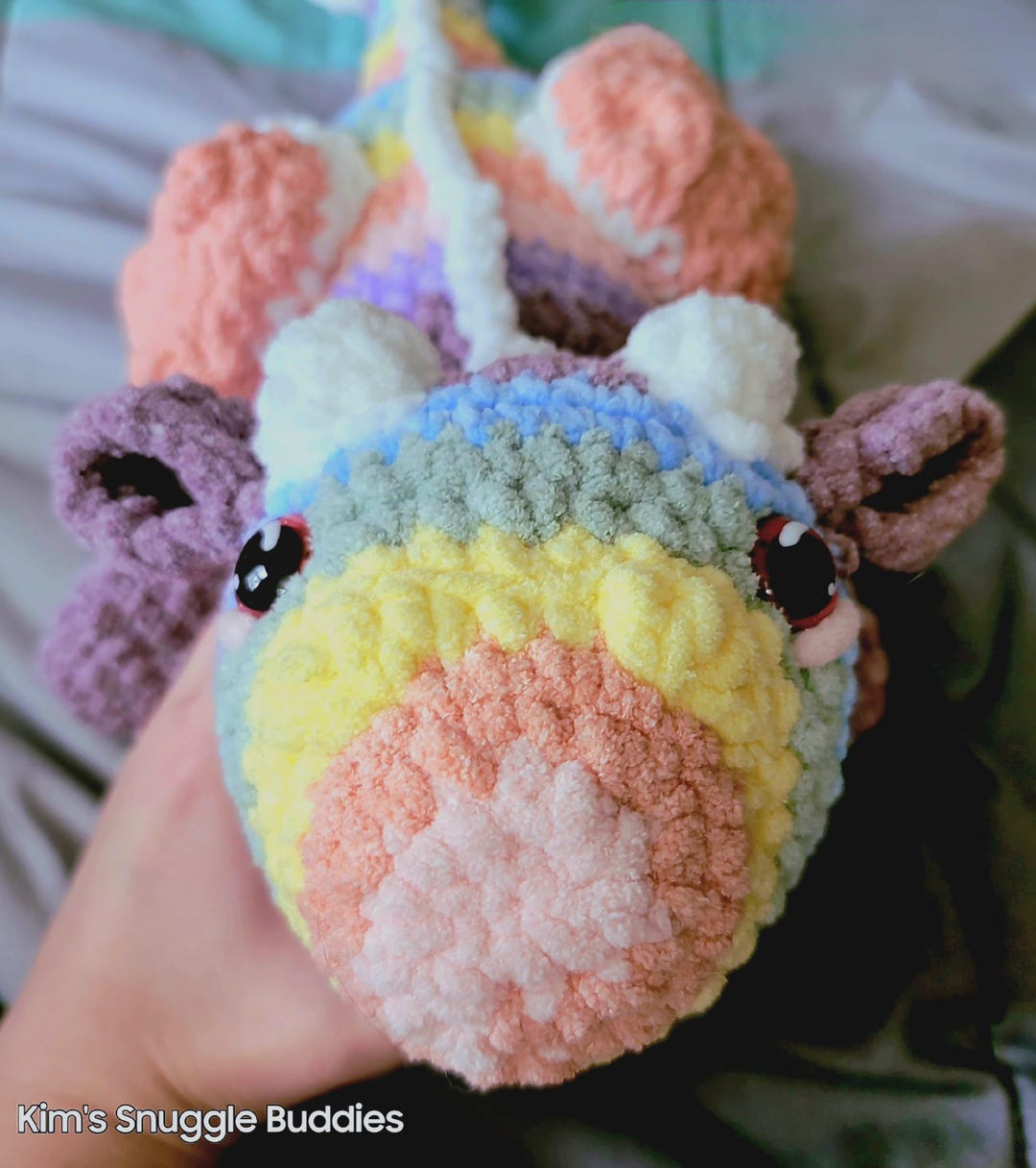 Rainbow Medium Dragon Plushie | Rainbow Dragon | Amigurumi Dragon | Kim ...