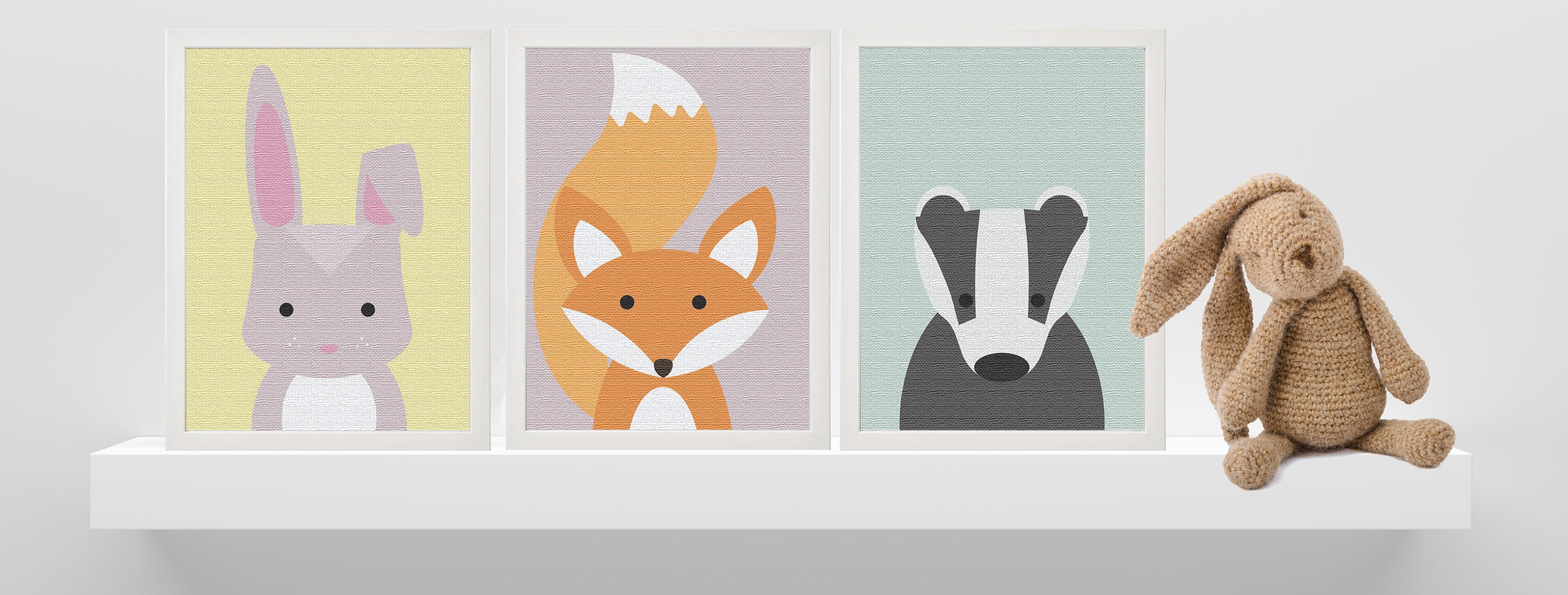 Set of 3 White Framed Nursery Wall Art Prints Cute Woodland | Etsy UK