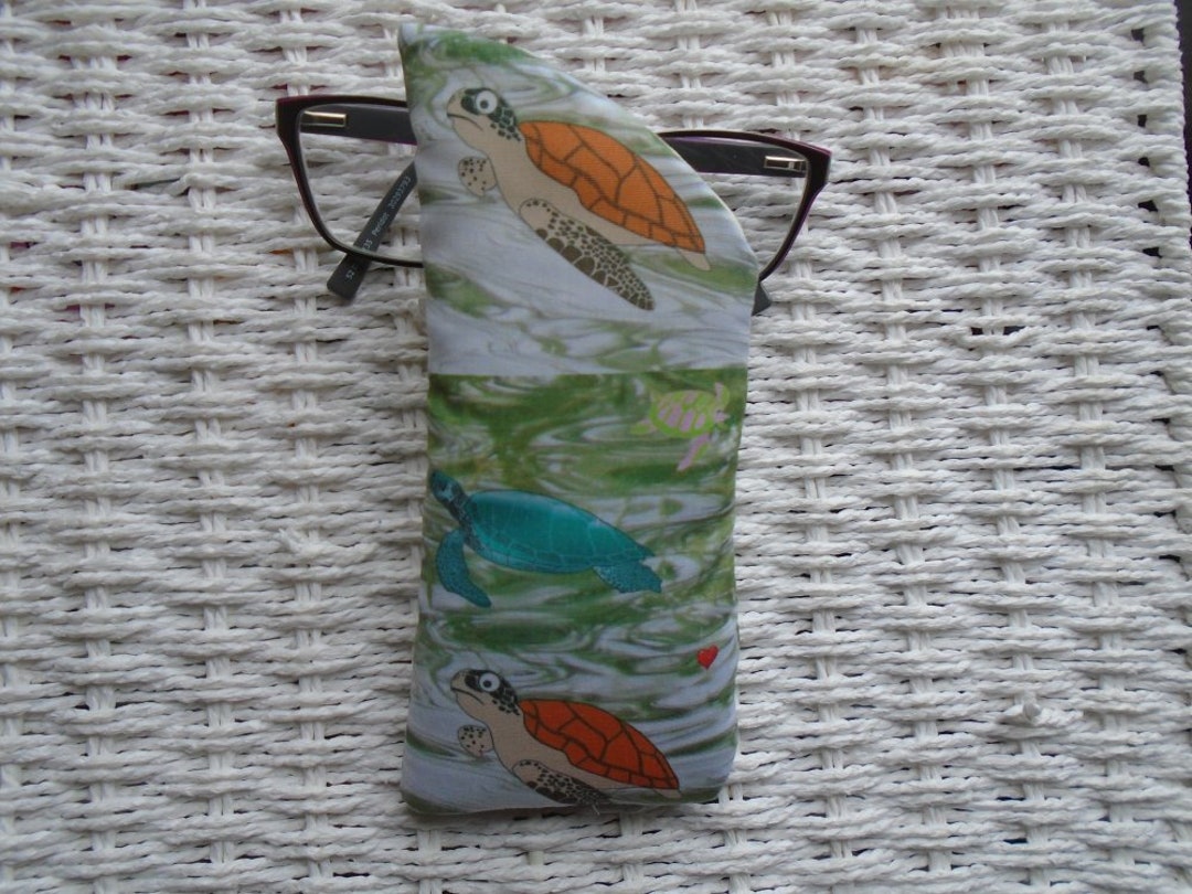 Turtle Turtles Glasses Case Vison Storage Double Sided Lined Padded ...