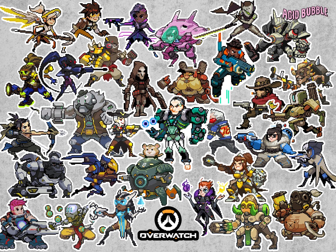 Overwatch sigma sticker pixel art spray Moira Torbjörn | Etsy