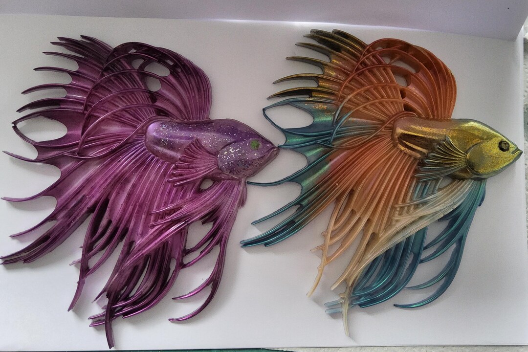 Siamese Fighting Fish (betta Fish) Wall Art in Epoxy Resin - Etsy