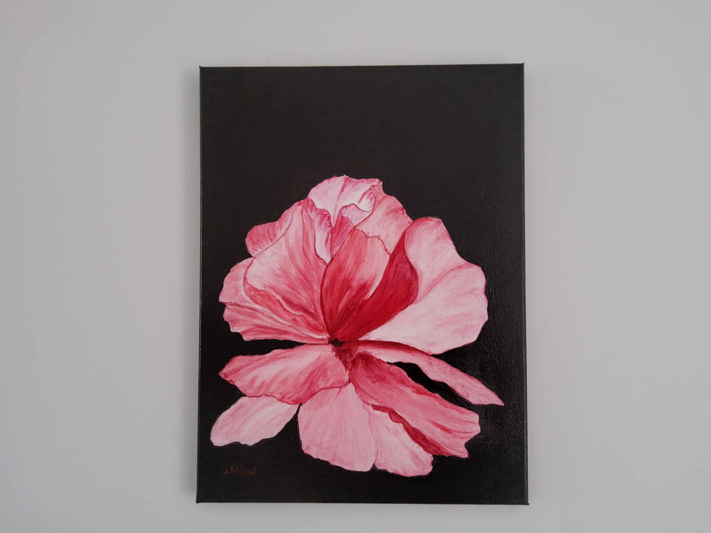 Transparent Flower Painting, Original Acrylic Wall Art, Blue, Cream ...