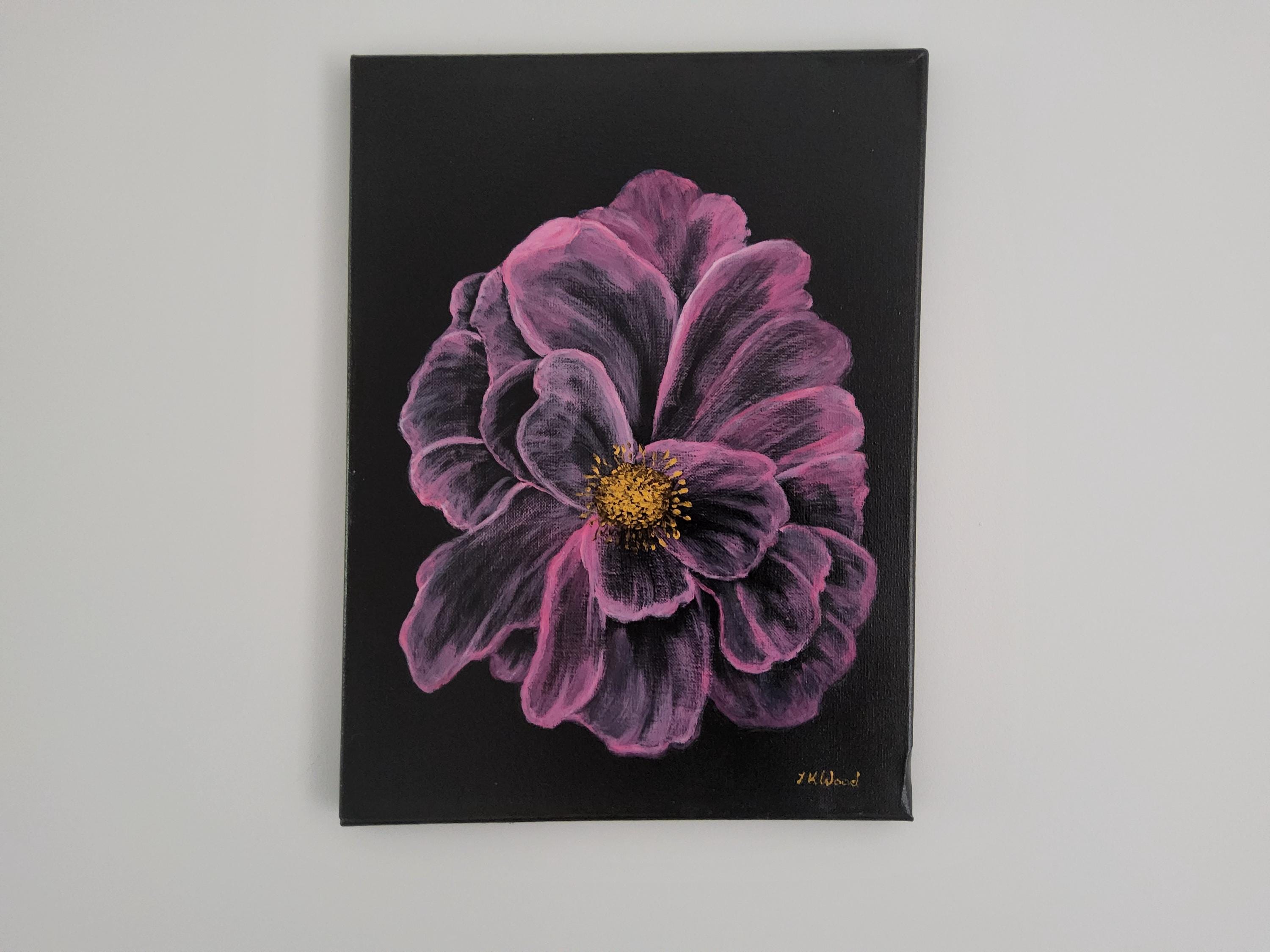 Transparent Flower Painting, Original Acrylic Wall Art, Blue, Cream ...
