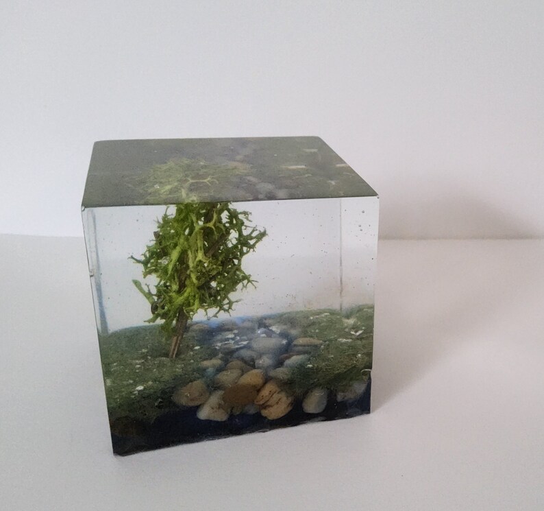 Paperweight/ornament With Tree and Stream in Epoxy Resin Art - Etsy UK