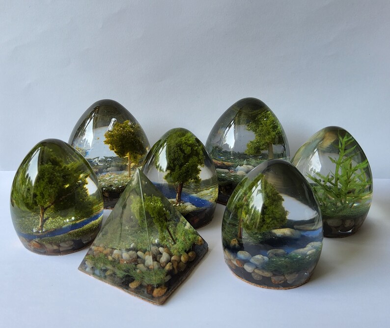 Paperweight/ornament With Tree and Stream in Epoxy Resin Art - Etsy