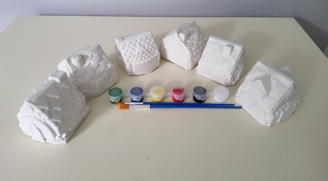 Paint Your Own Cottage, Cast in Aquacast With Acrylic Paint and Brushes ...