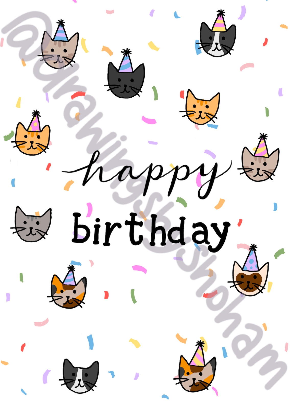 Cat Birthday Card - Etsy