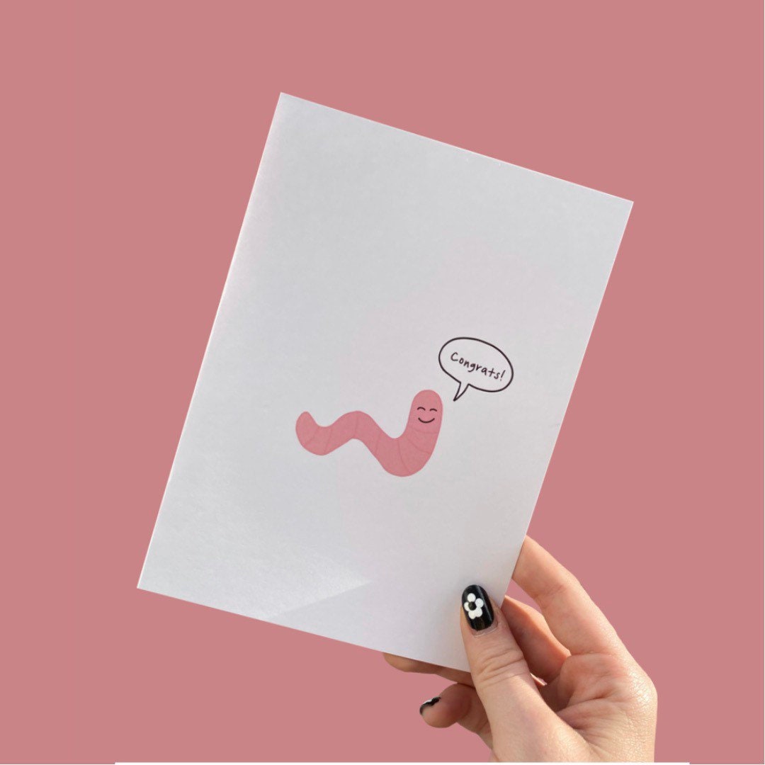 Worm Congrats Greeting Card - Etsy