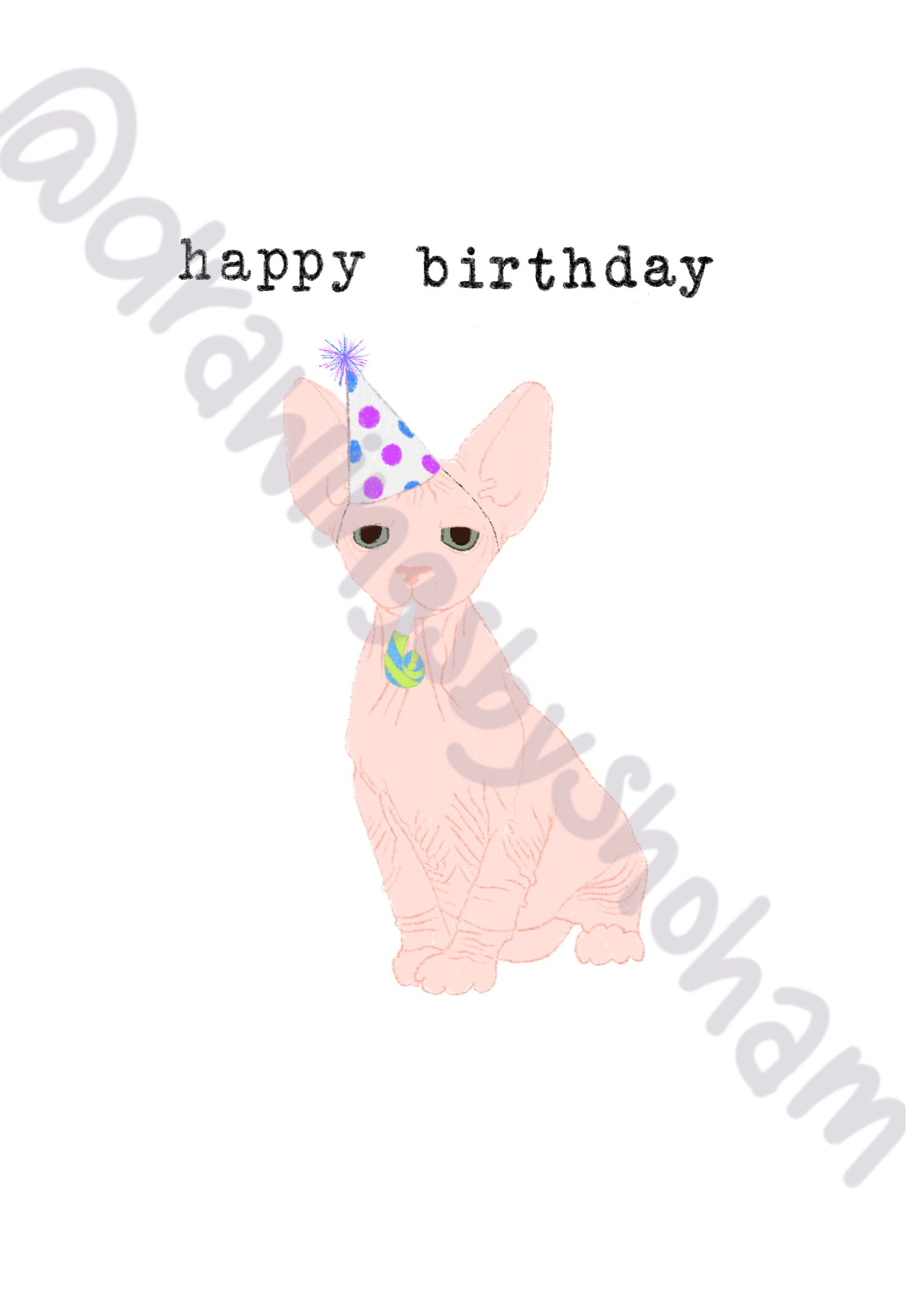 Grumpy Sphynx Cat Birthday Card - Etsy
