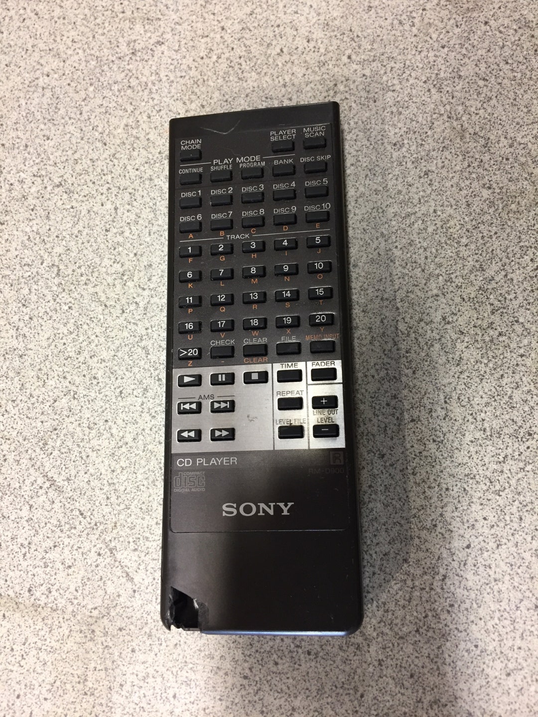Sony CD Player Remote Control RM-D900 crack on Corner - Etsy