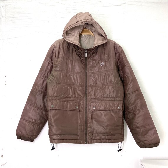 Vintage Hang Ten Light Puffer Jacket Zipper Hoodie M … - Gem