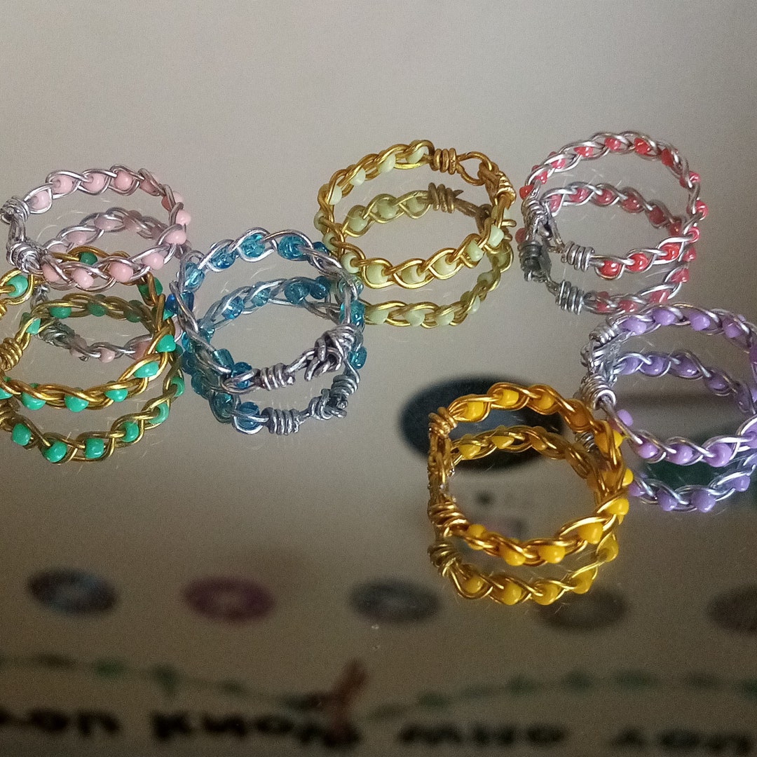 Y2k Seed Bead Braided Ring - Etsy UK