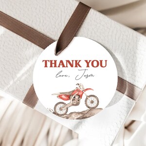 Editable Round Favor Tags, Birthday Gift Tag, Stickers | Fast ONE, Dirt ...