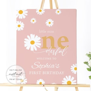 Daisy Birthday Welcome Sign Printable Welcome Poster Editable Template ...