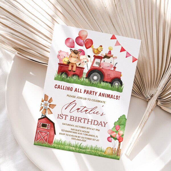 Farm First Birthday Invitation - Etsy
