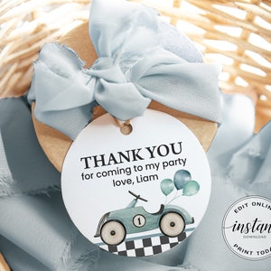 Race Car Birthday Favor Tags Printable Round Tags Birthday Party Favors ...