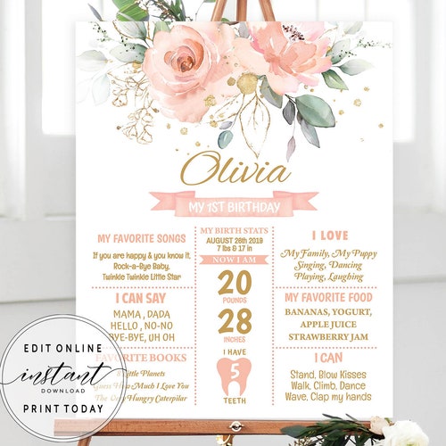 Editable Birthday Milestone Board Template Printable Milestone - Etsy