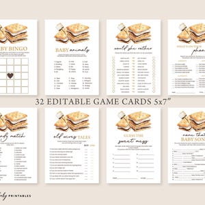 Editable Baby Shower Games Bundle, Set | Smore to Love, Smore Fun ...