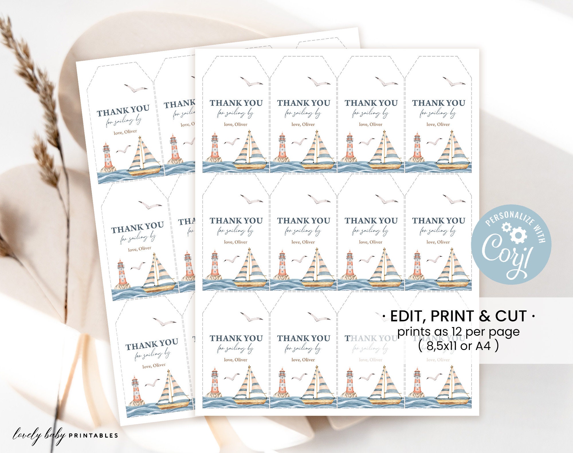 Printable Birthday Favors, Gift Tags | Nautical, Sailboat, Our Little ...